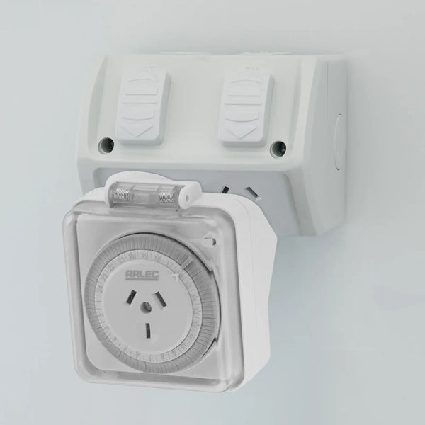 Arlec White 24-Hour Heavy-Duty Outdoor Mechanical Timer