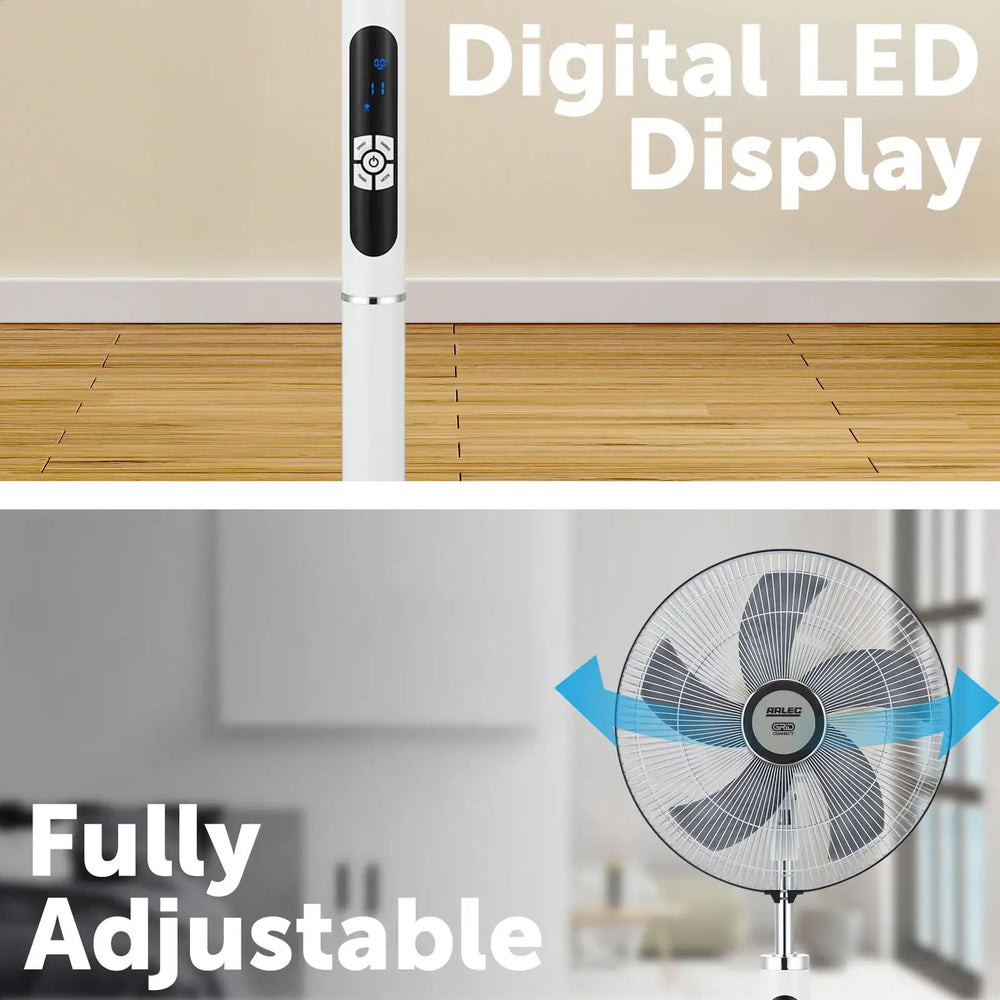 Arlec White 40cm 5-Blade Grid Connect Smart DC Motor Pedestal Fan with