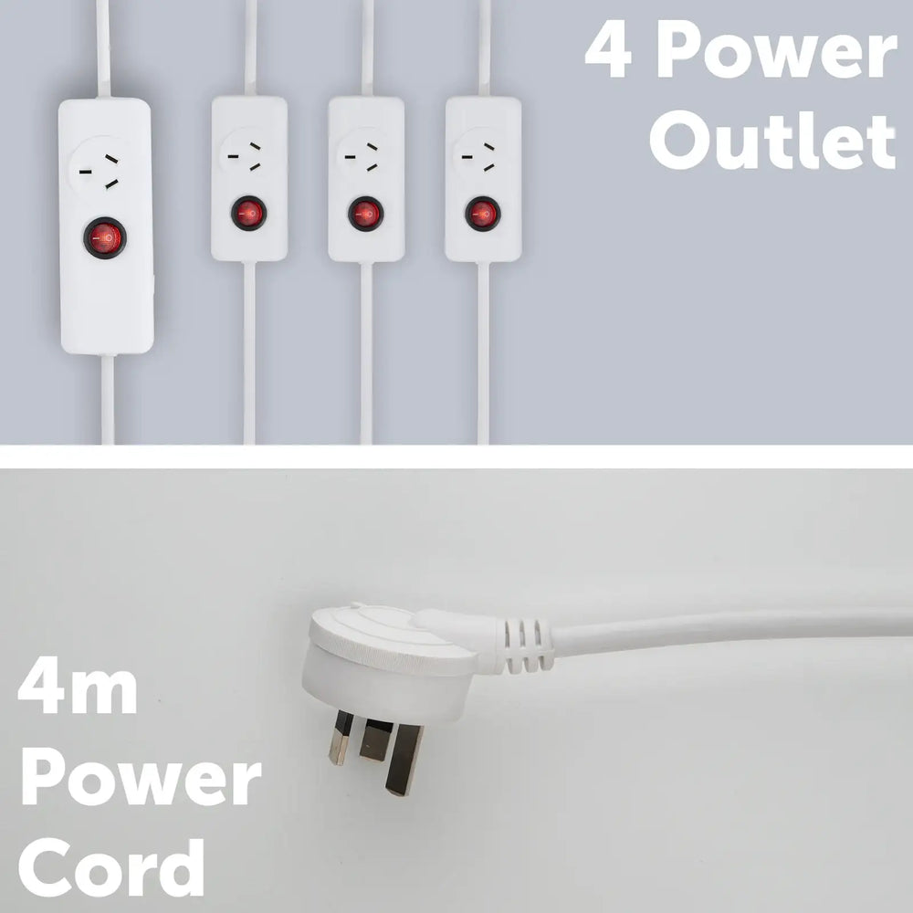 Arlec White 4m Extension Lead with 4 Power Outlets