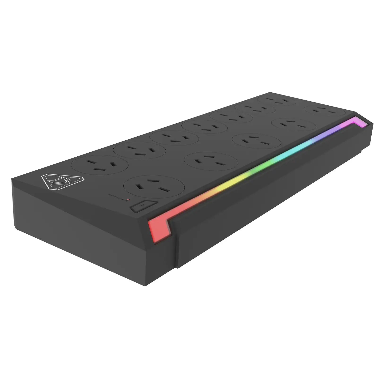 AGS Arlec Gaming Series 12 Outlet Power Board Foot Switched RGB Light