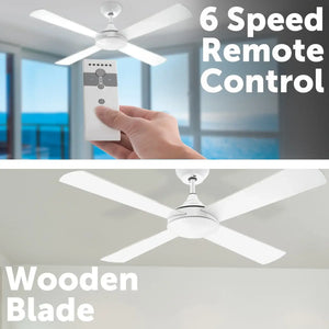 Arlec Boston II White 4-Blade 130cm DC Ceiling Fan