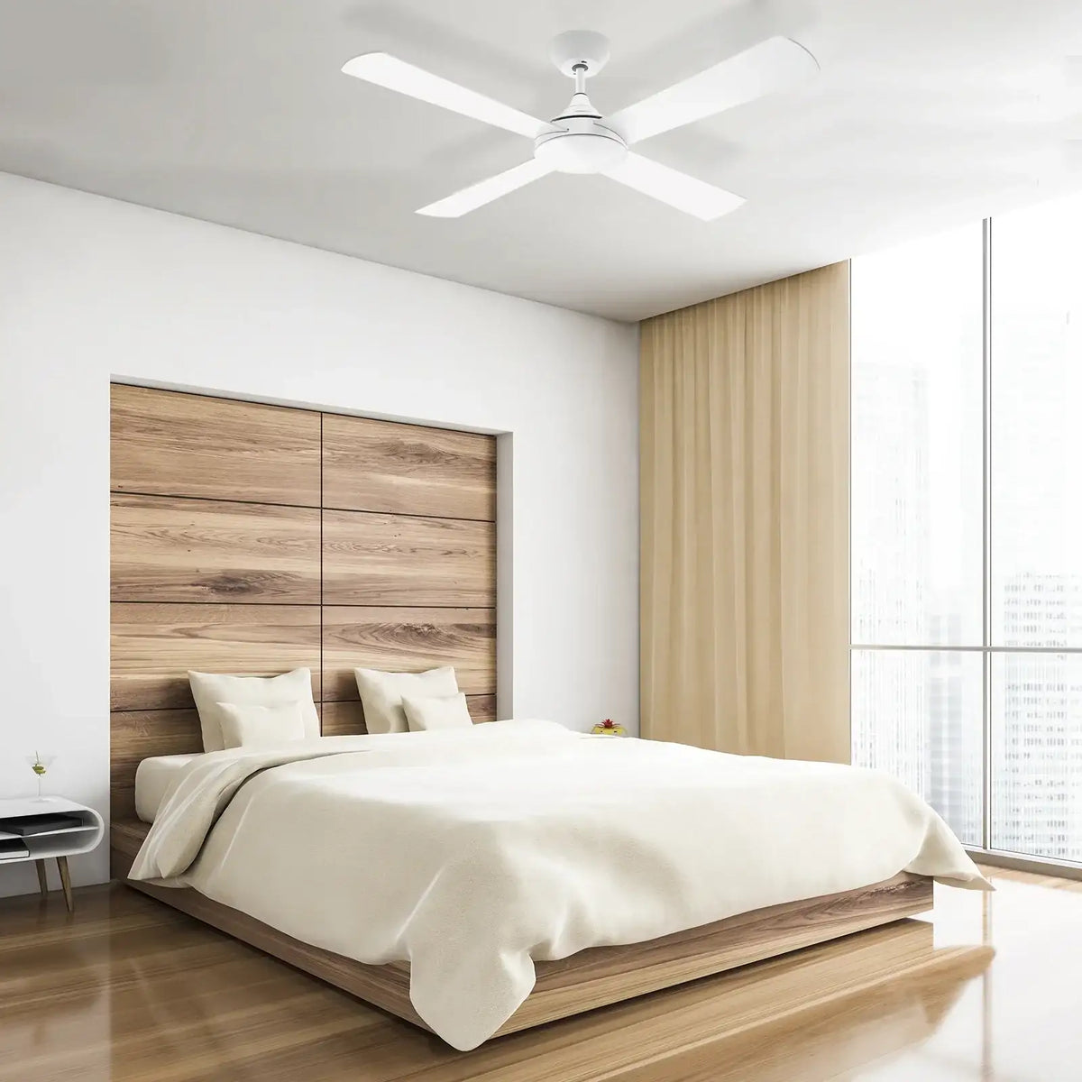 Arlec Boston II White 4-Blade 130cm DC Ceiling Fan