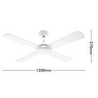 Arlec Boston II White 4-Blade 130cm DC Ceiling Fan