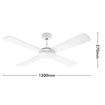 Arlec Boston II White 4-Blade 130cm DC Ceiling Fan