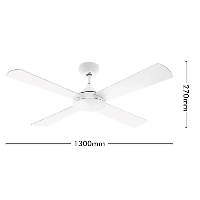 Arlec Boston II White 4-Blade 130cm DC Ceiling Fan