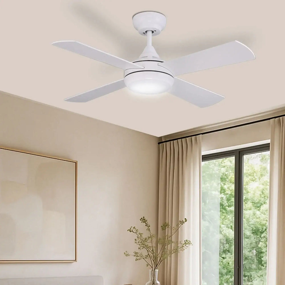 Arlec Boston II White 4-Blade 91cm DC Ceiling Fan with CCT and Remote