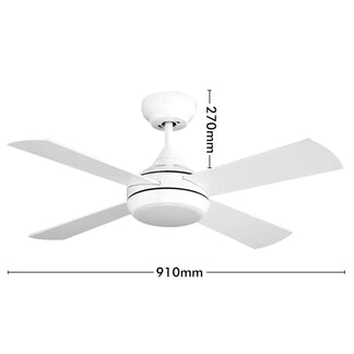 Arlec Boston II White 4-Blade 91cm DC Ceiling Fan with CCT and Remote