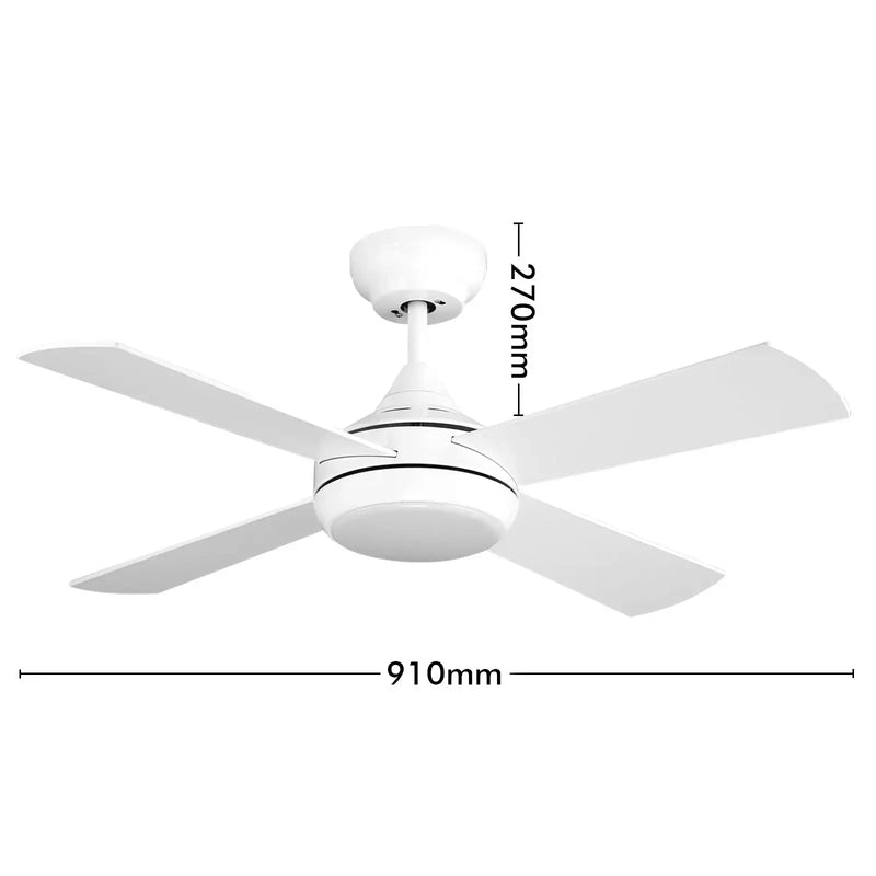 Arlec Boston II White 4-Blade 91cm DC Ceiling Fan with CCT and Remote