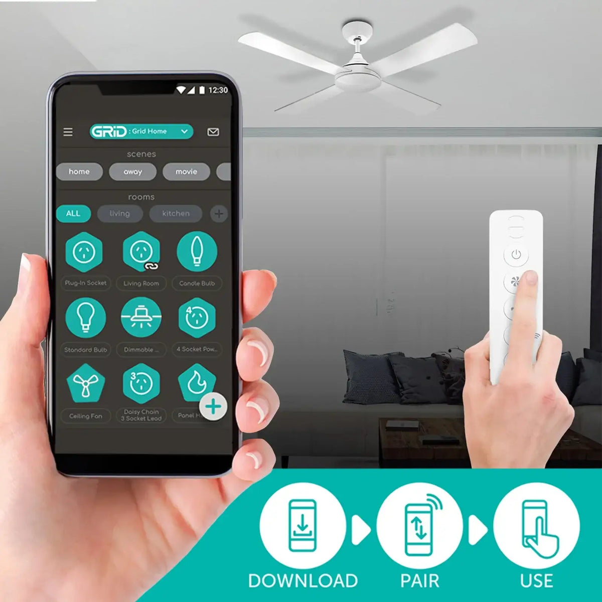 Arlec Grid Connect Smart Ceiling Fan Remote Control Kit