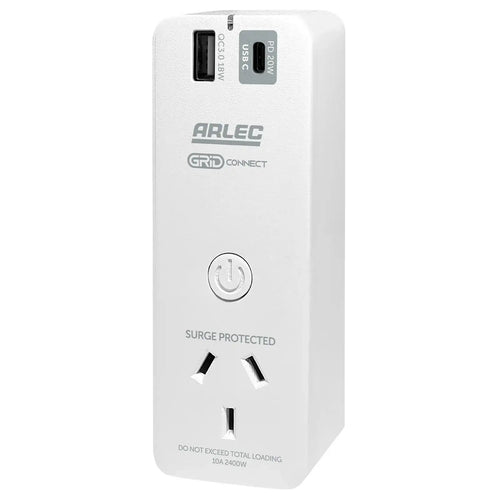 Arlec White Grid Connect Smart Plug-In Multi Function Socket with USB