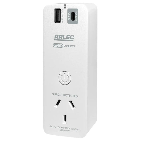 Arlec White Grid Connect Smart Plug-In Multi Function Socket with USB