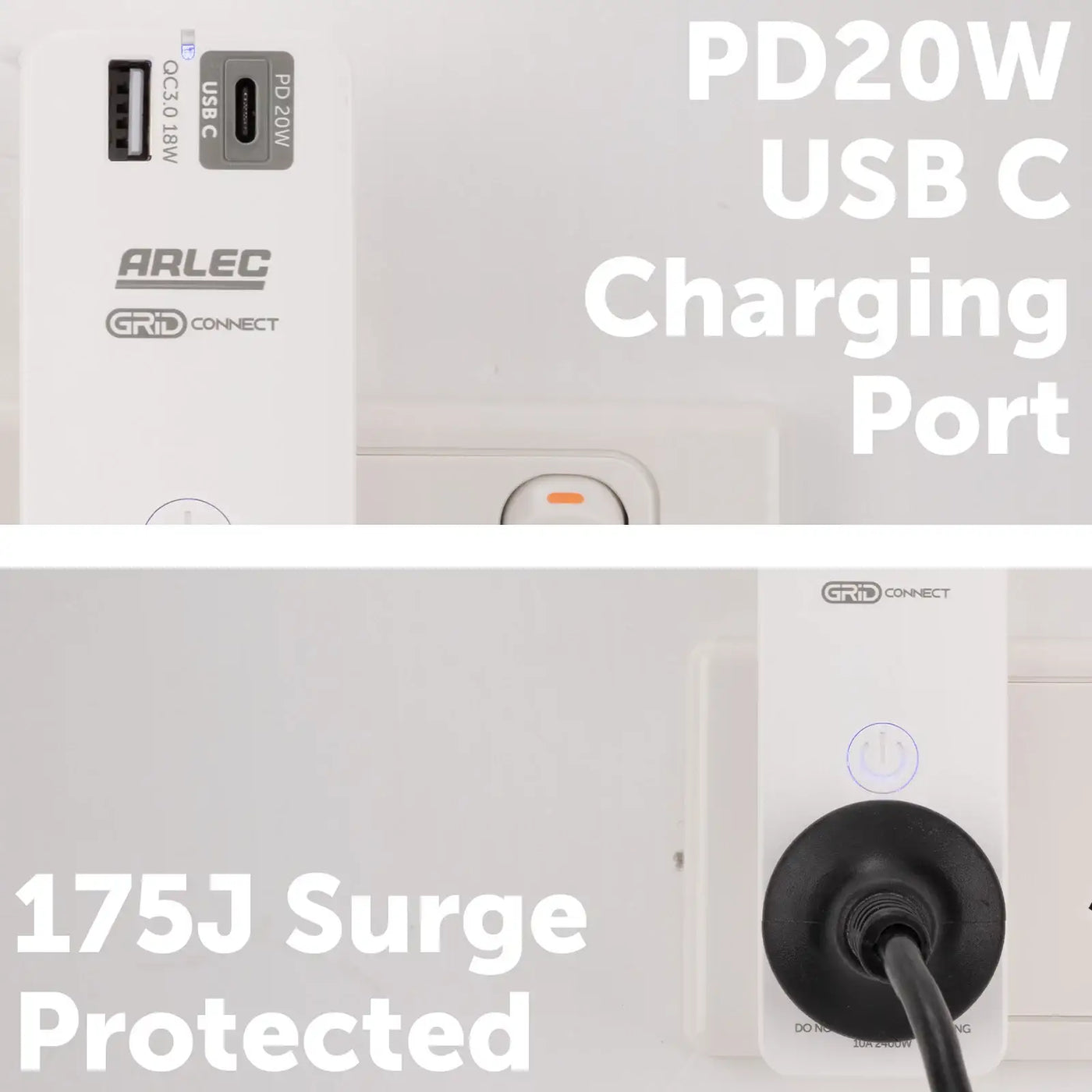 Arlec White Grid Connect Smart Plug-In Multi Function Socket with USB