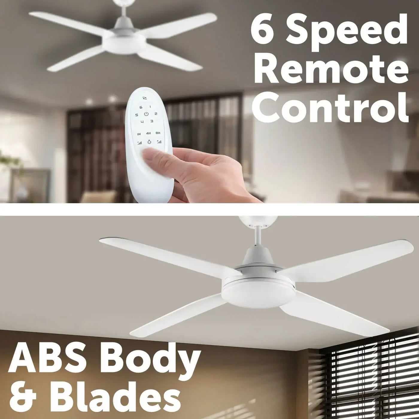 Arlec Madrid White 4-Blade 130cm Grid Connect Smart DC Ceiling Fan wit