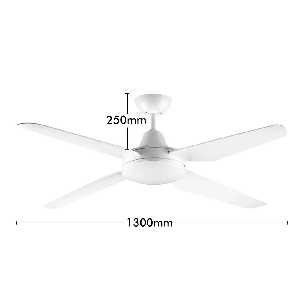 Arlec Madrid White 4-Blade 130cm Grid Connect Smart DC Ceiling Fan wit