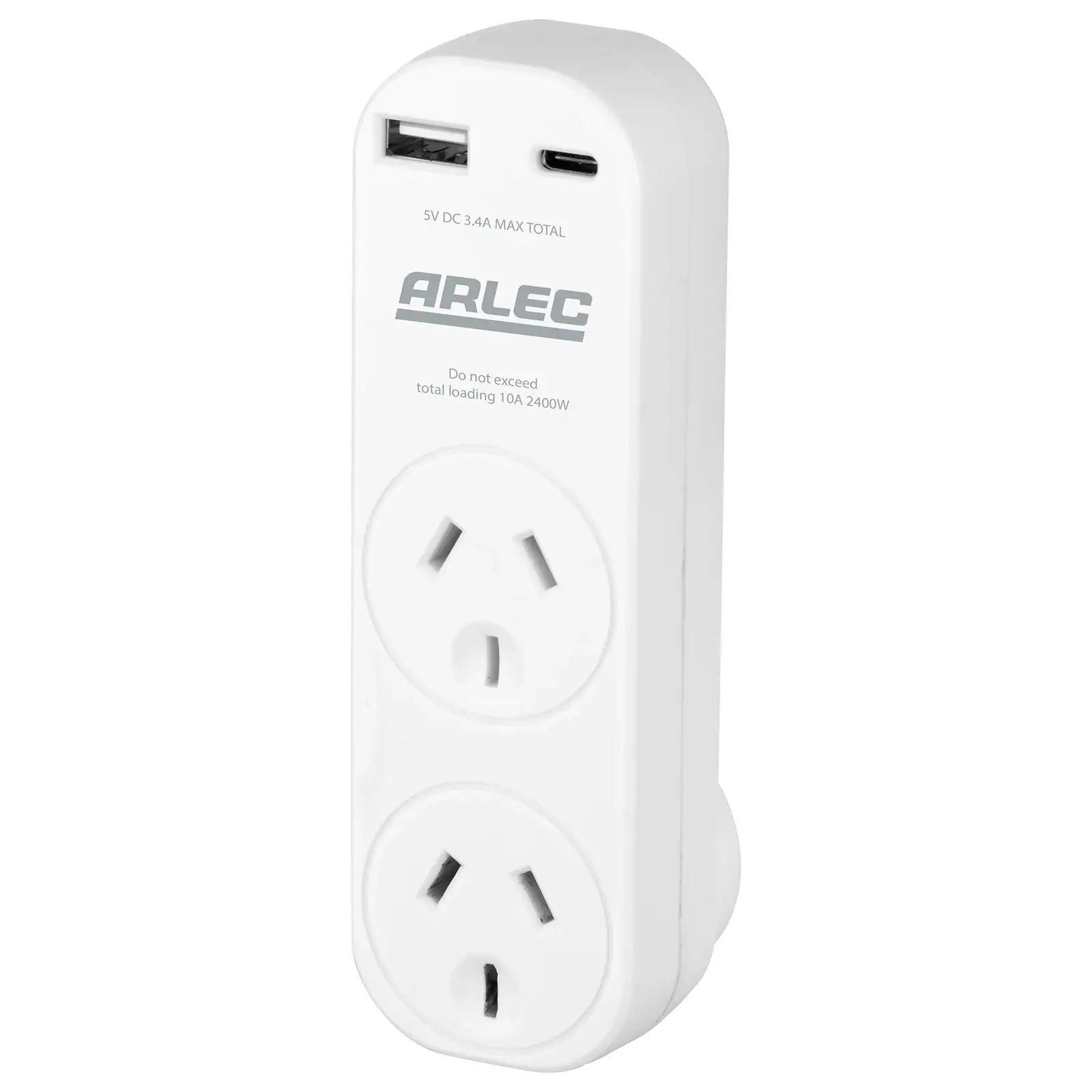 Arlec White 2 USB Outlets with High Powered USB Charger
